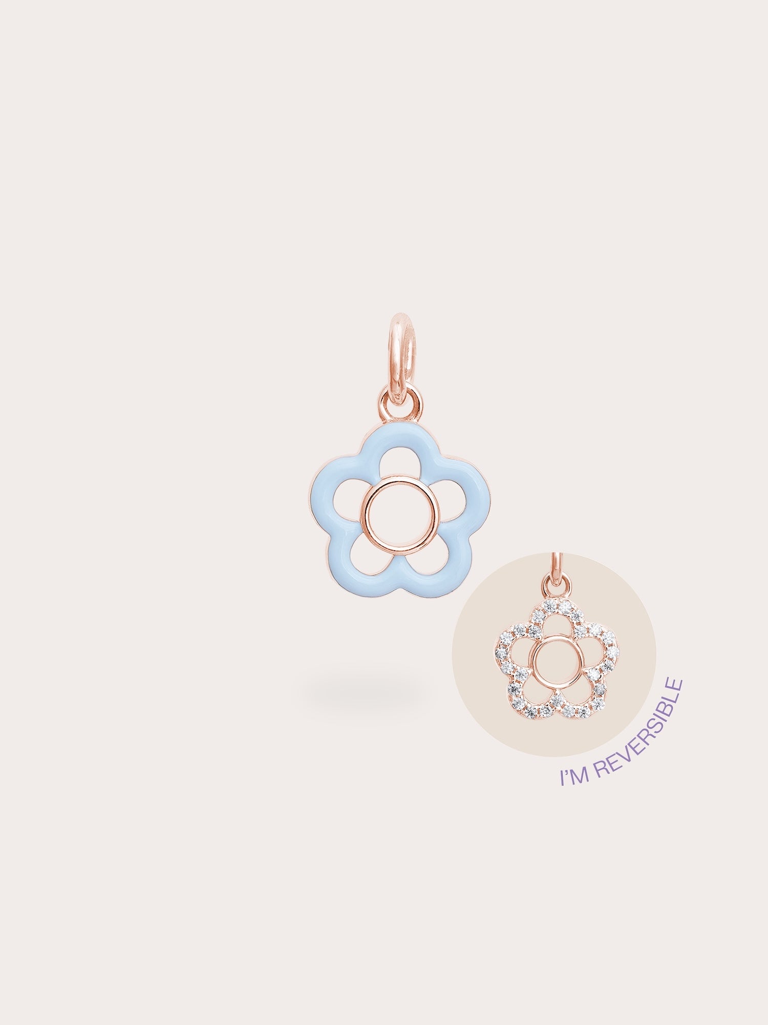 Blue Flower Charm - Reversible Enamel Moissanite | Mondays Made